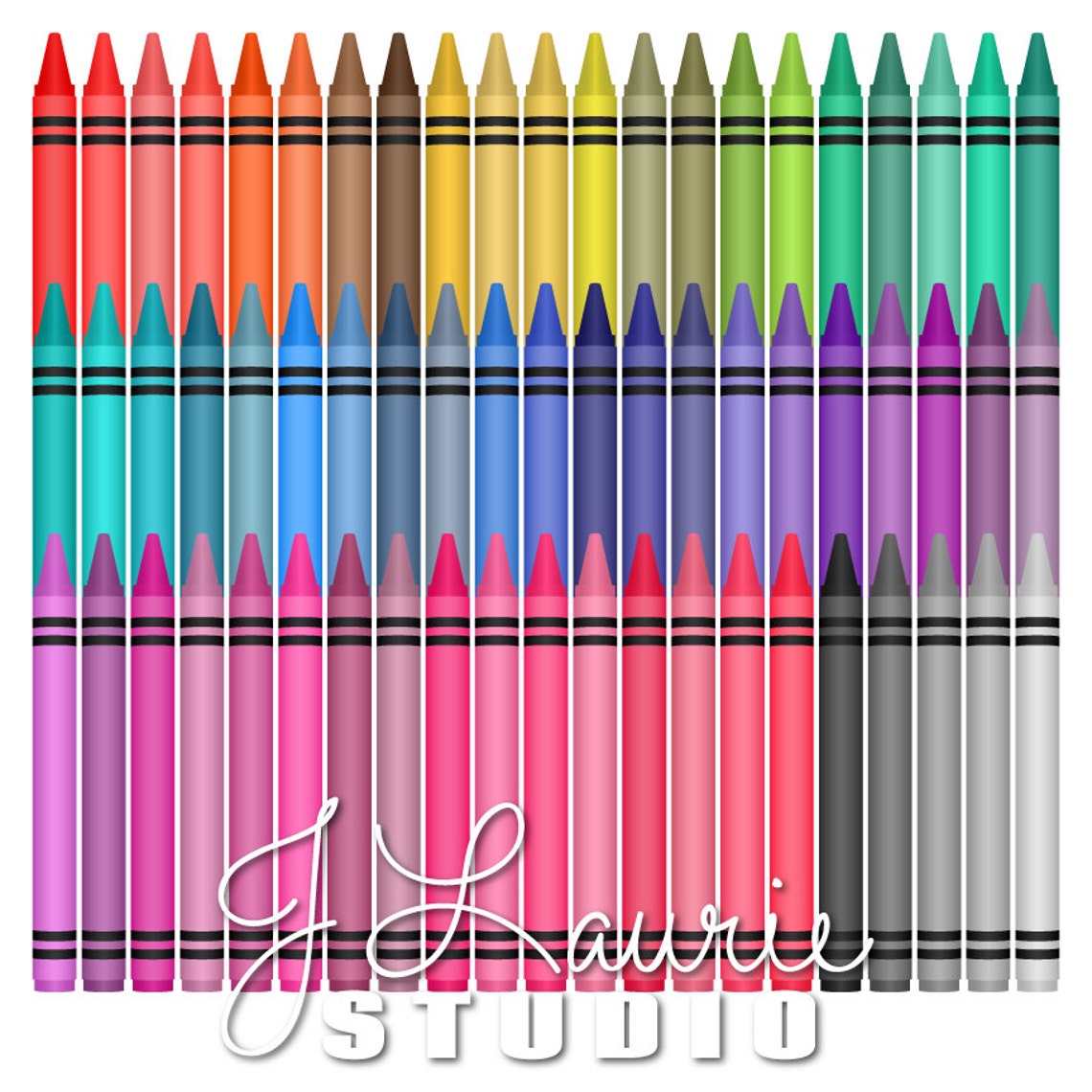 Digital Clipart Crayons-colorful Crayons-bright - Etsy