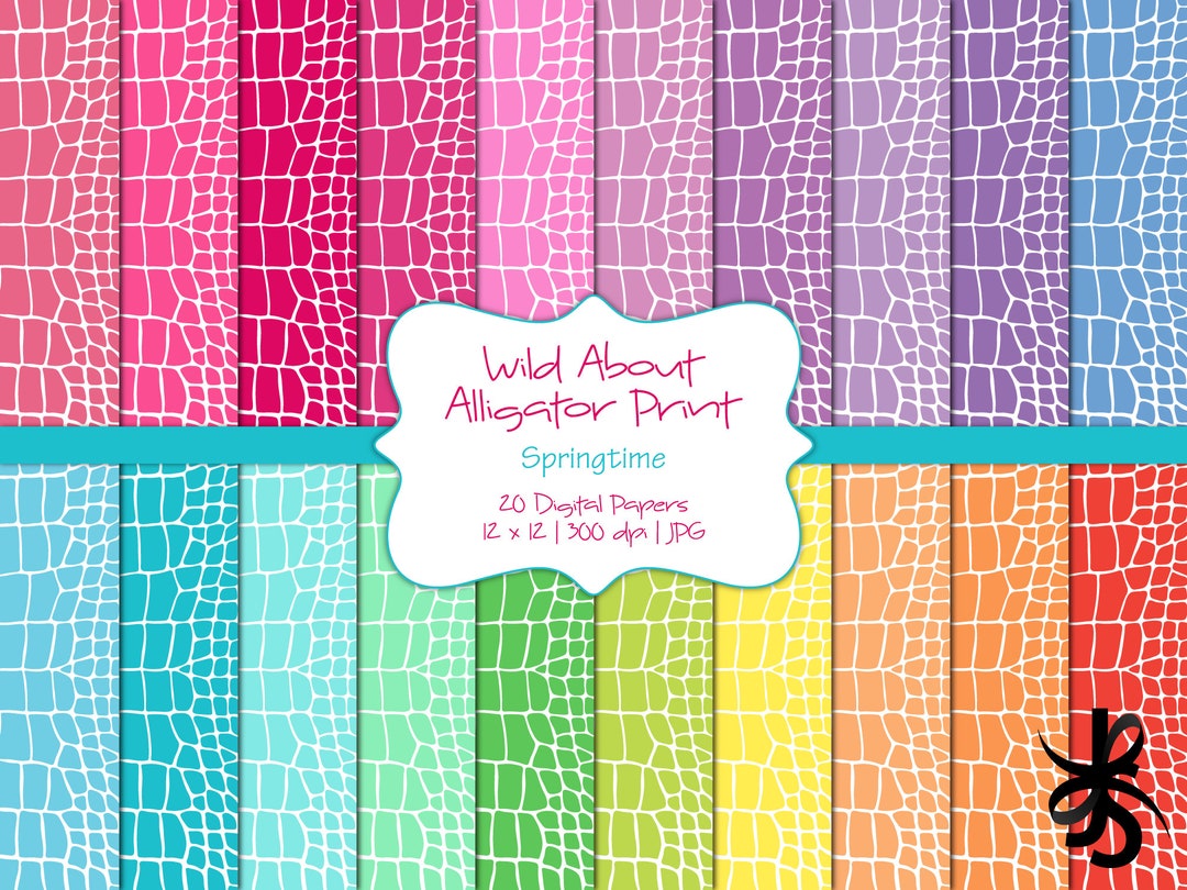 Alligator Print-springtime-digital Scrapbook Papers-commercial Use ...