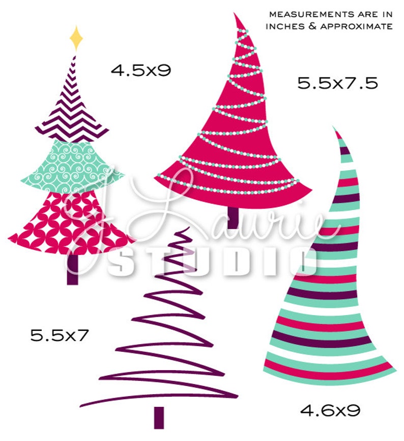 Digital Clipart-Whimsical Holiday Trees-Holiday | Etsy