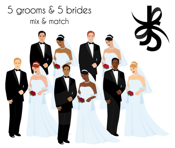 Wedding Digital Clipart-bride and Groom-printable Wedding Invitation ...