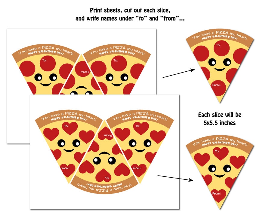 Digital Clipart-printable Pizza Valentines-printable Valentine Cards ...