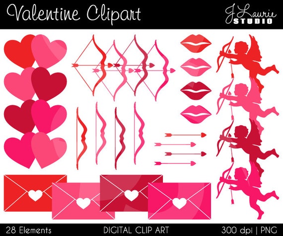 Digital Clipart-valentine Clip Art-cupid-bow and - Etsy