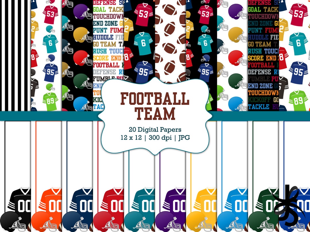 Football Team-digital Scrapbook Papers-commercial Use-school-touchdown ...