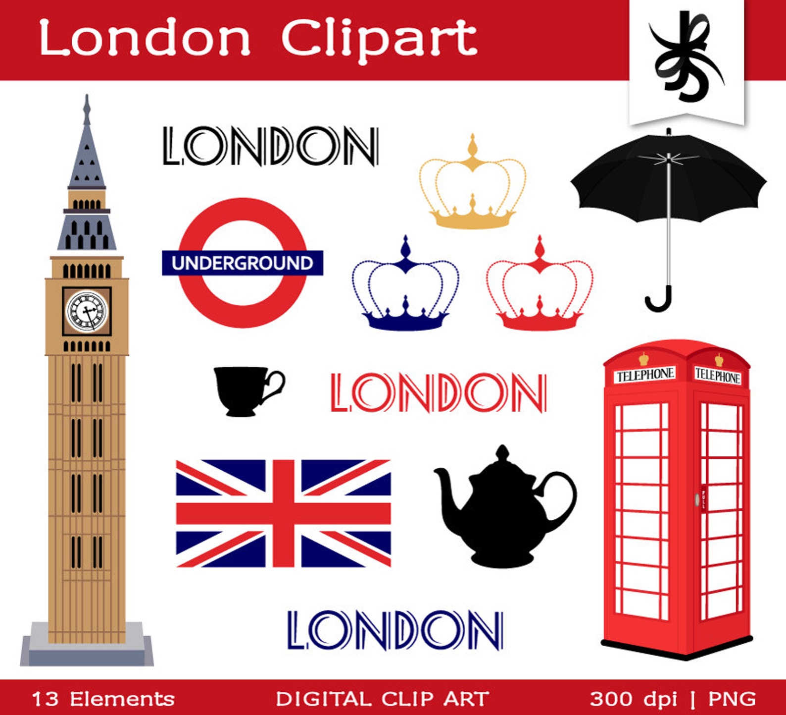 Digital Clipart-london-british-england-union - Etsy