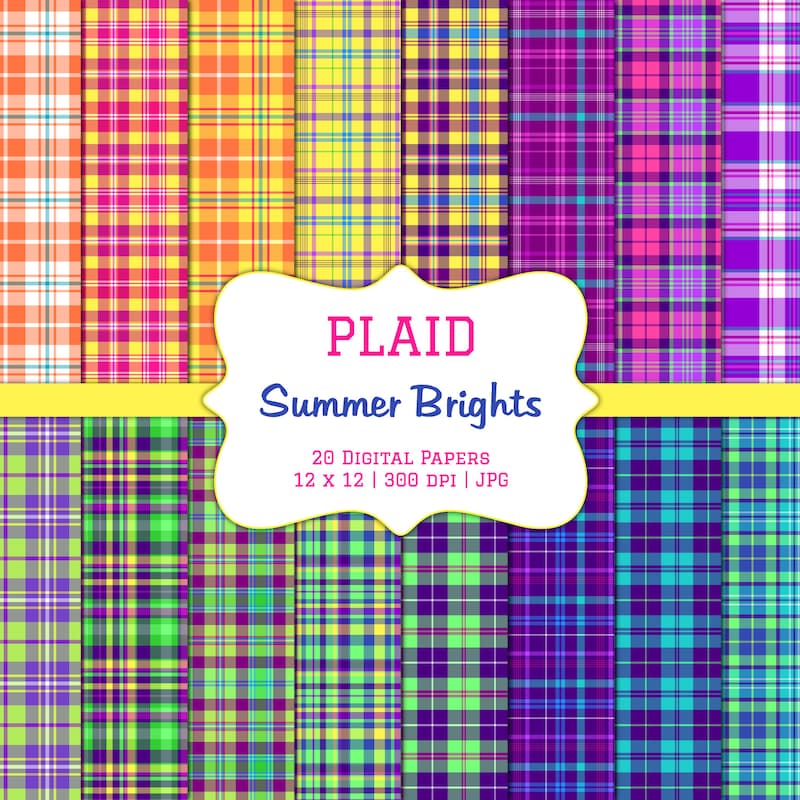 Plaid Wallpaper Bright - Etsy UK