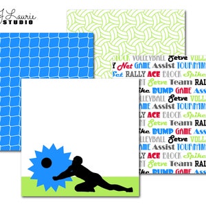 Volleyball-digital Scrapbook Papers-commercial Use-school Team-volley ...