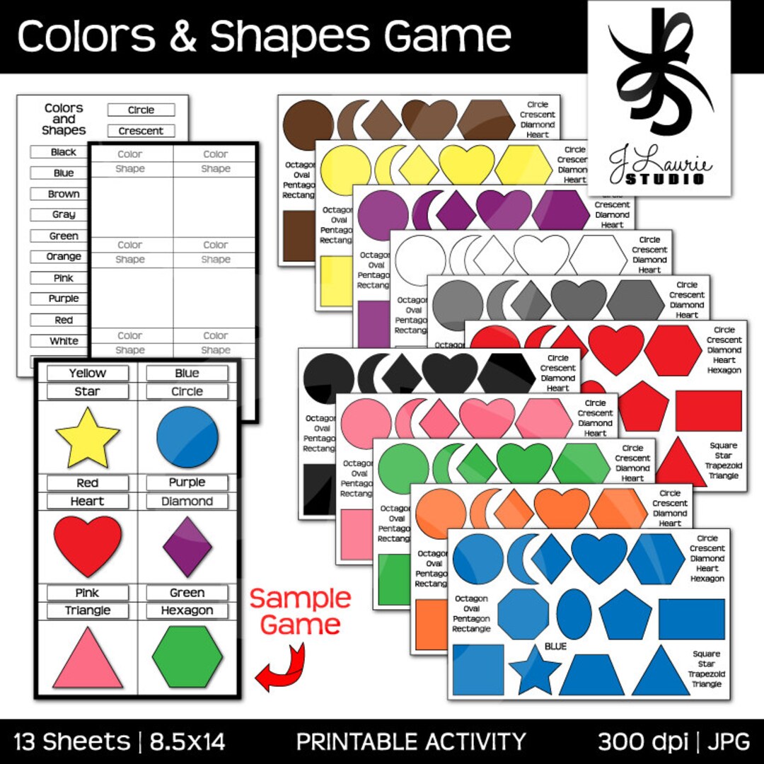 Colors & Shapes Activity-printable Game-educational Learning-instant ...