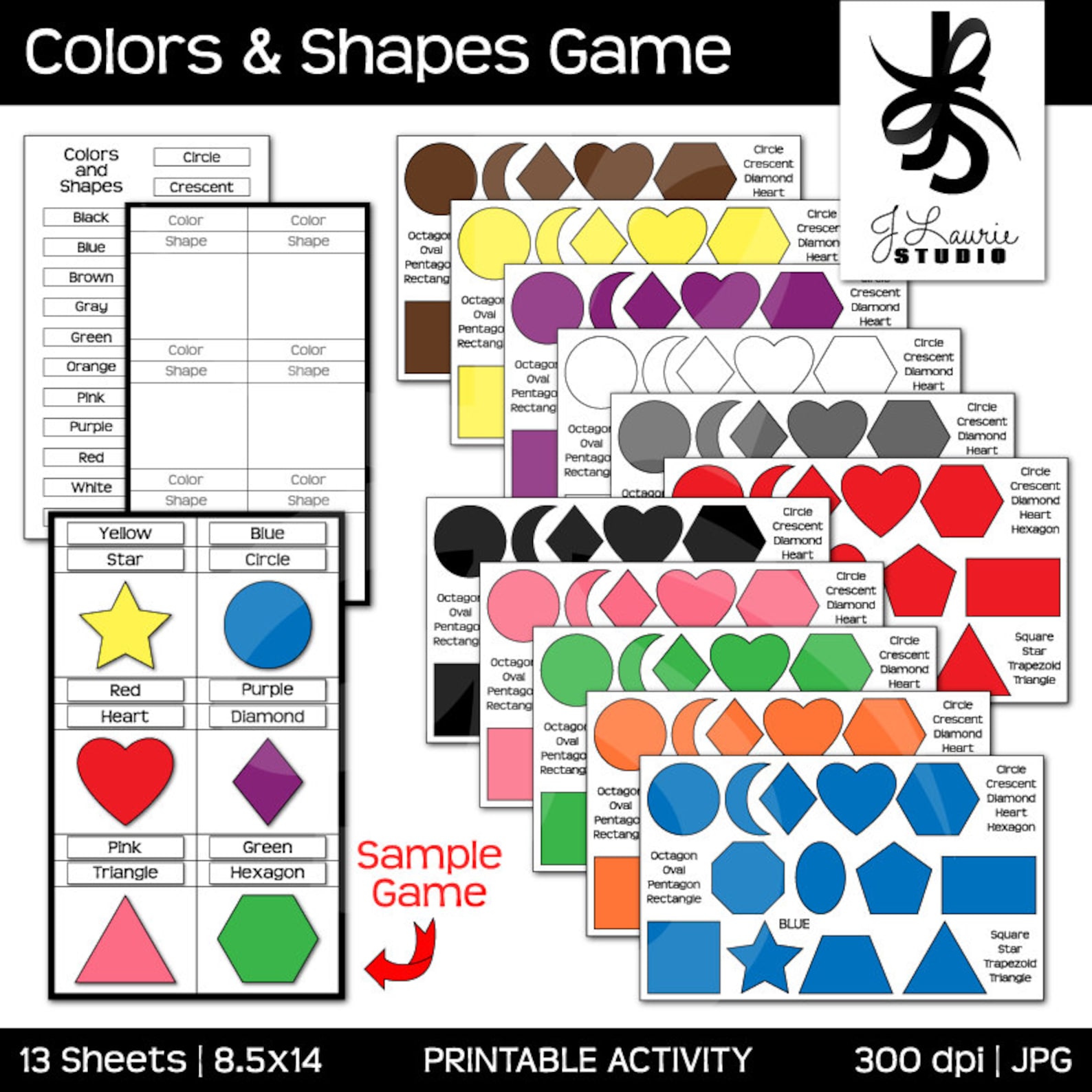 Colors & Shapes Activity-printable Game-educational Learning-instant ...