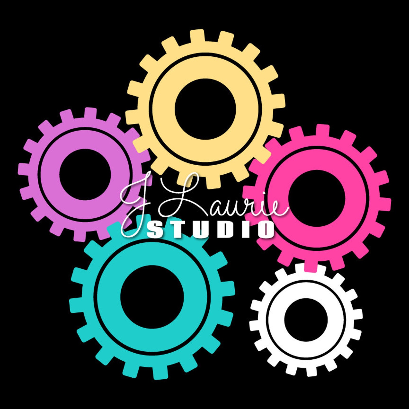 Digital Clipart-63 Colorful Gears-gear Clipart-digital Scrapbook ...