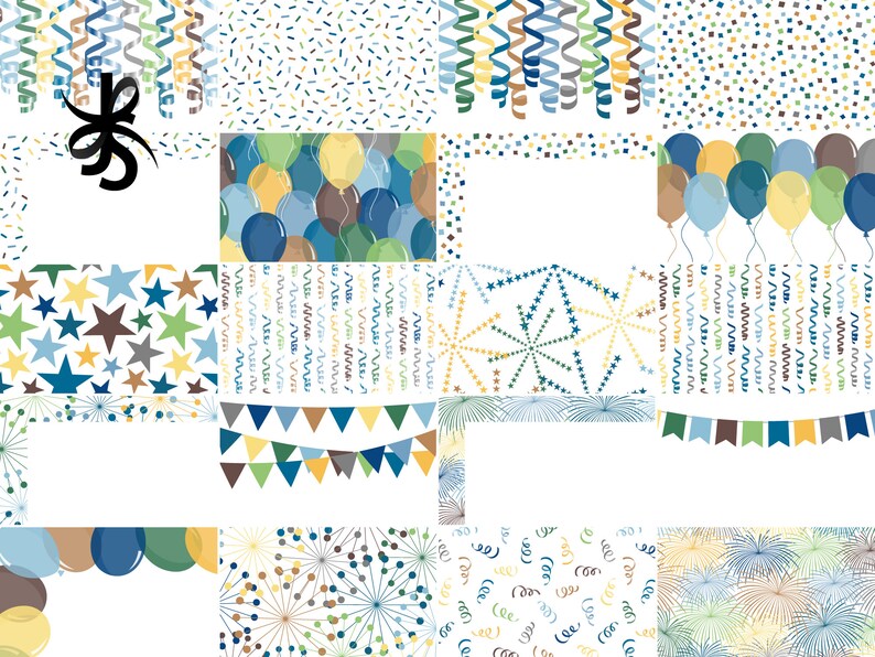 Celebration-masculine-digital Scrapbook Papers-commercial | Etsy