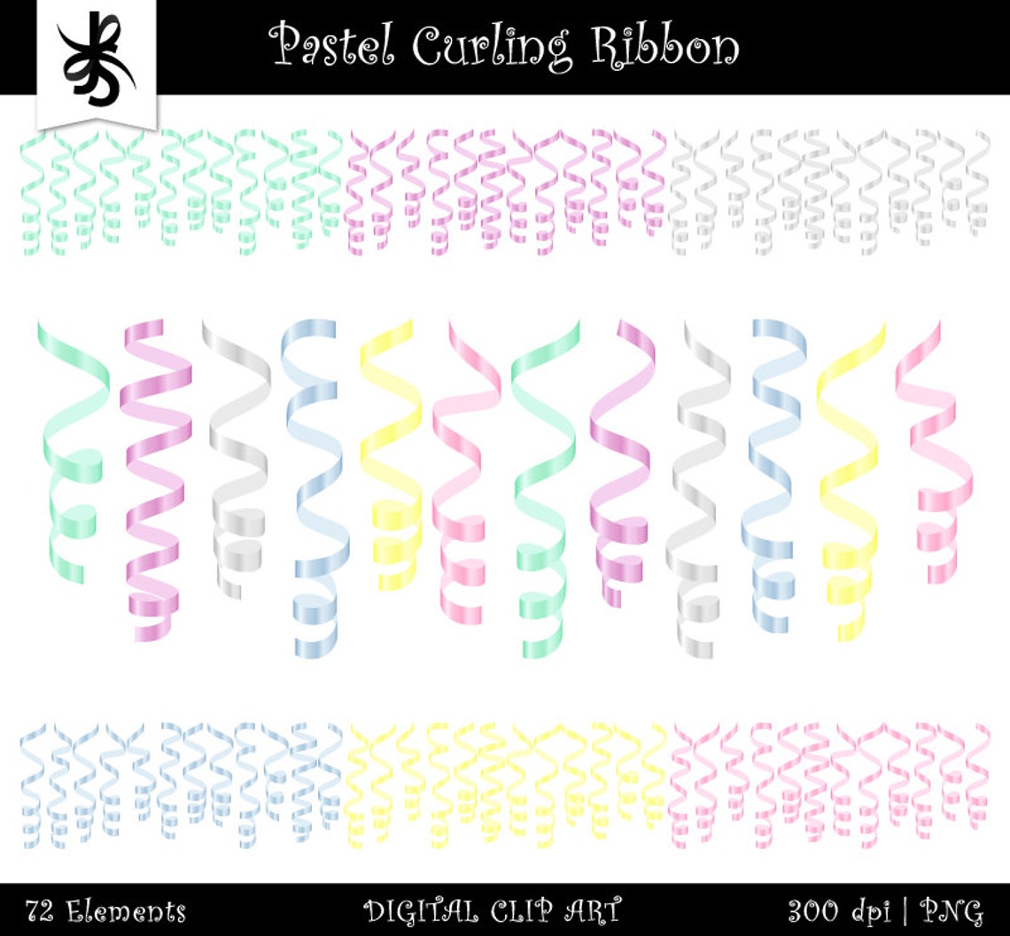 Digital Clipart-pastel Curling Ribbon-baby Clipart-curly - Etsy