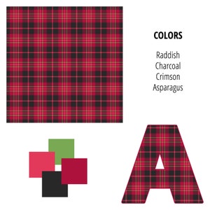 Digital Alphabet Letters Clipart-red Plaid-school Plaid-elements ...