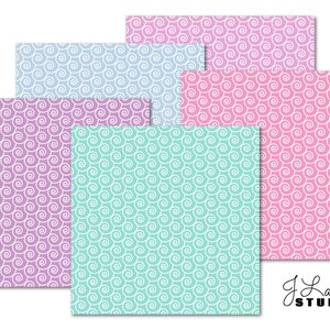Pastel Swirls-digital Scrapbook Papers-commercial Use-spirals-baby ...