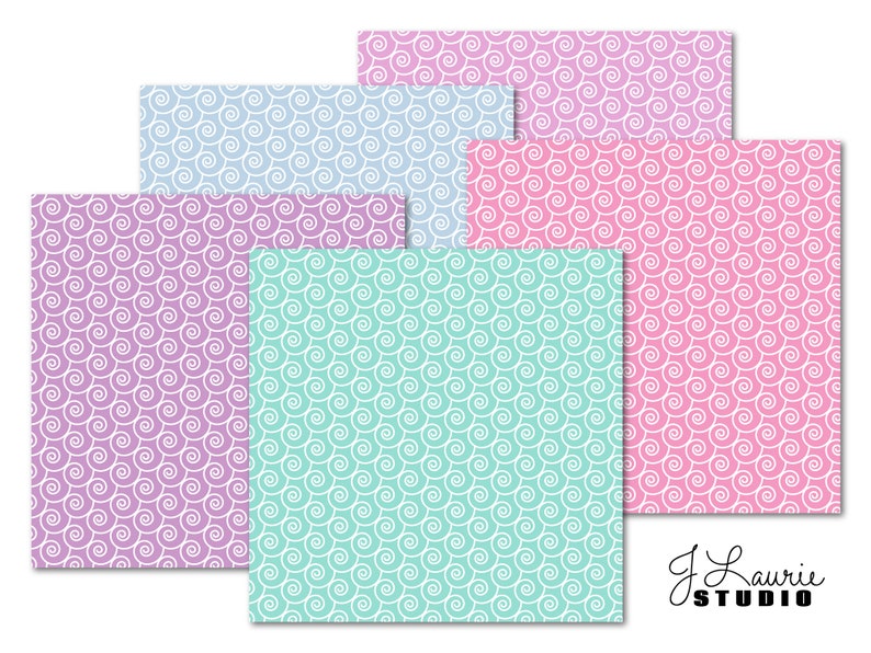 Pastel Swirls-digital Scrapbook Papers-commercial - Etsy