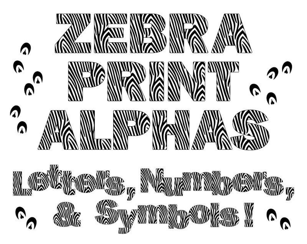 Zebra Print Digital Alphabet Letters Clipart-animal Print-numbers ...