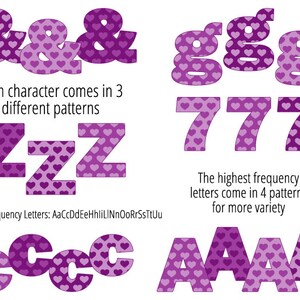 Purple Hearts Digital Alphabet Letters Clipart-numbers-alphas-scrapbook ...