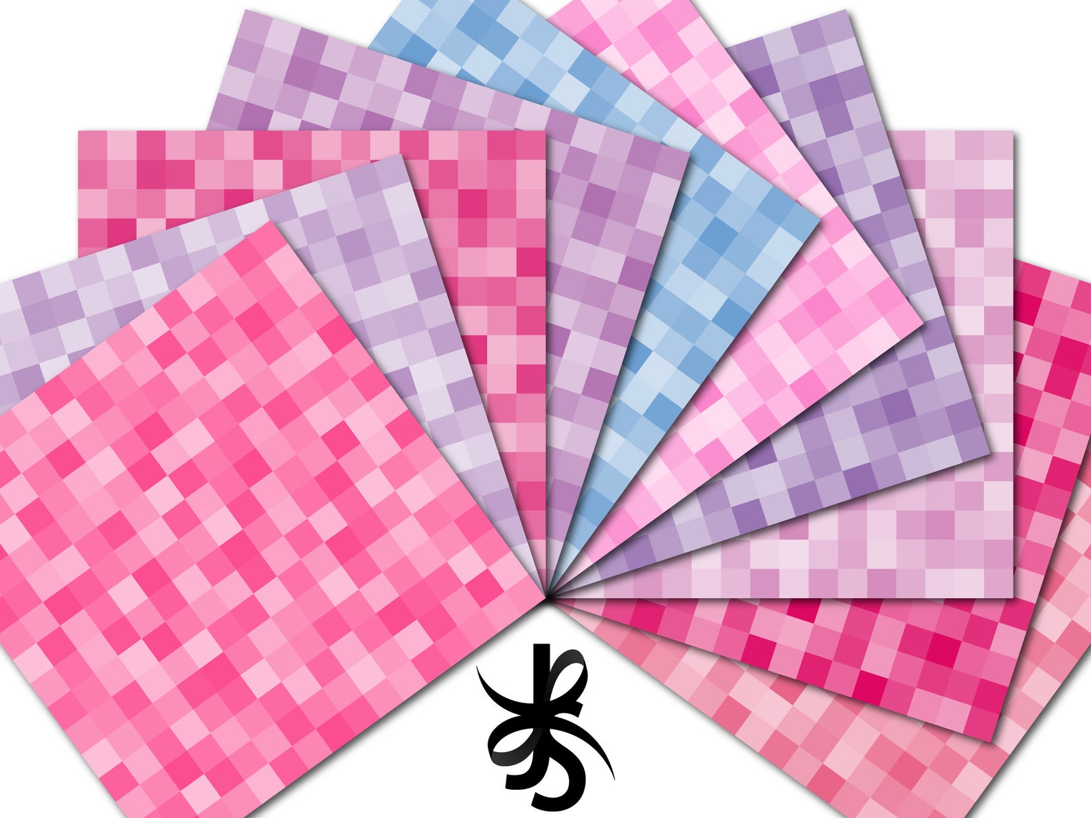 Large Pixels-springtime-digital Scrapbook Papers-commercial | Etsy