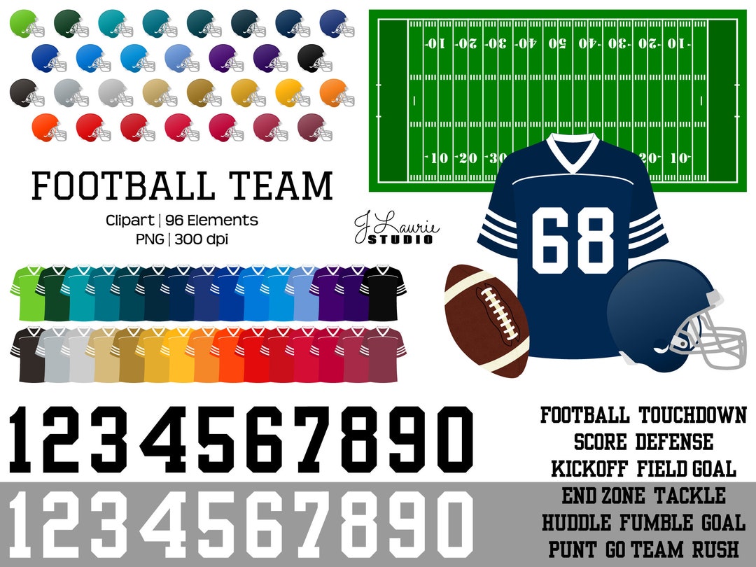 Football Team-digital Clipart-commercial Use-field-jersey-helmet-team ...