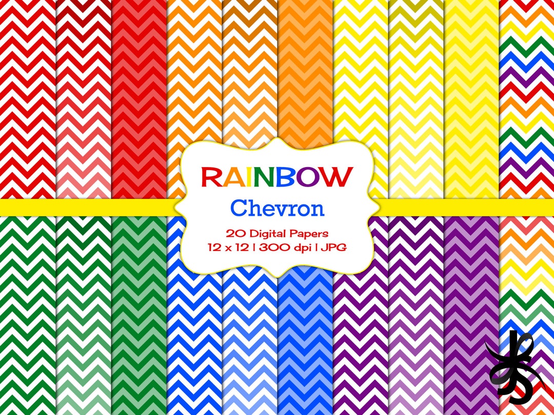 Rainbow Chevron-digital Scrapbook Papers-commercial Use-primary Colors ...