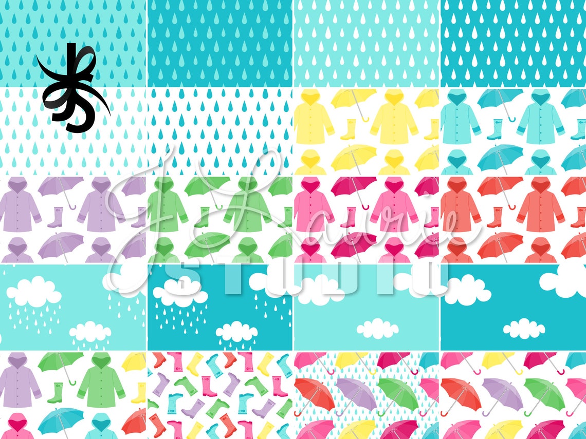 Rainy Day-digital Scrapbook Papers-commercial | Etsy