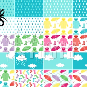 Rainy Day-digital Scrapbook Papers-commercial Use-rain-weather-spring ...