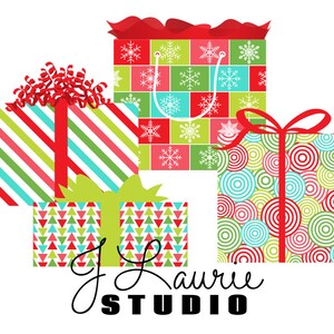 Digital Clipart-contemporary Christmas-gifts-presents-christmas Clipart ...