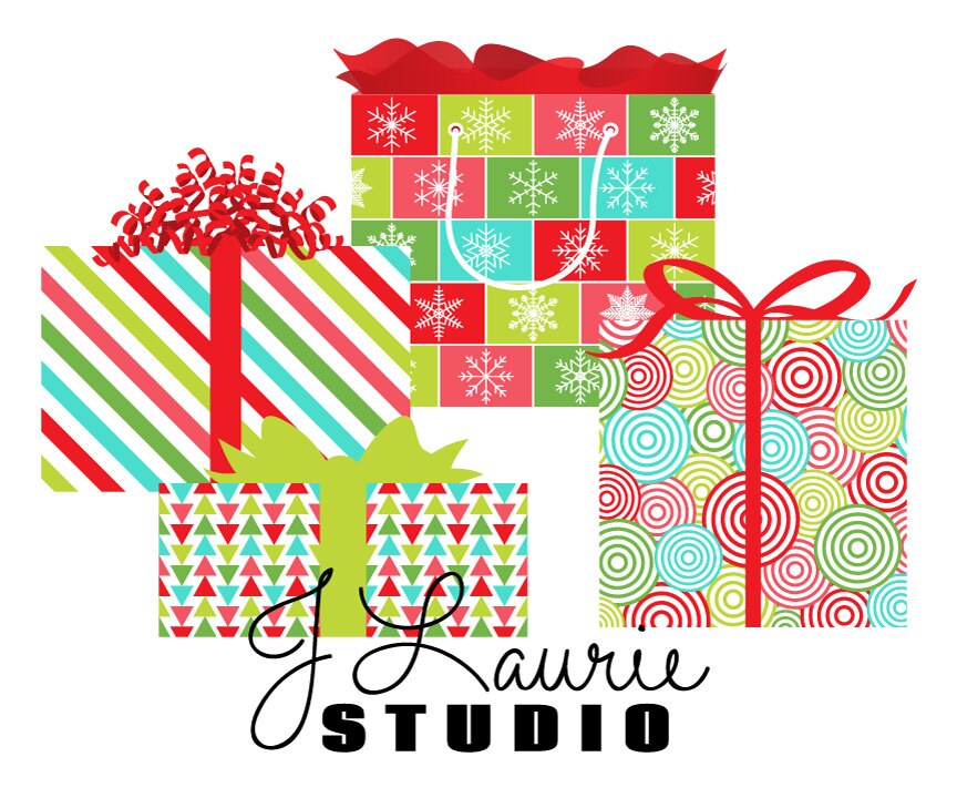 Digital Clipart-contemporary Christmas-gifts-presents-christmas Clipart ...