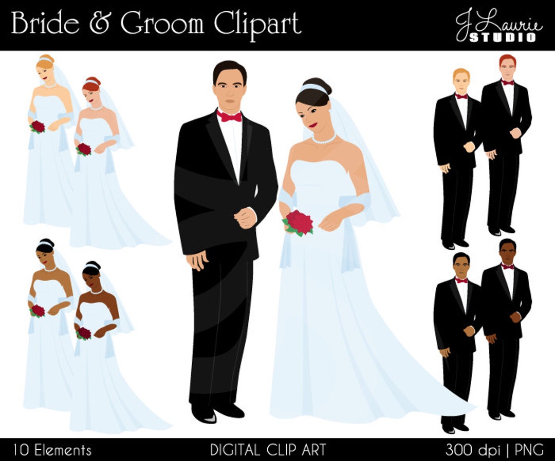 Wedding Digital Clipart-bride and Groom-printable Wedding Invitation ...