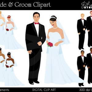 Wedding Digital Clipart-bride and Groom-printable Wedding Invitation ...