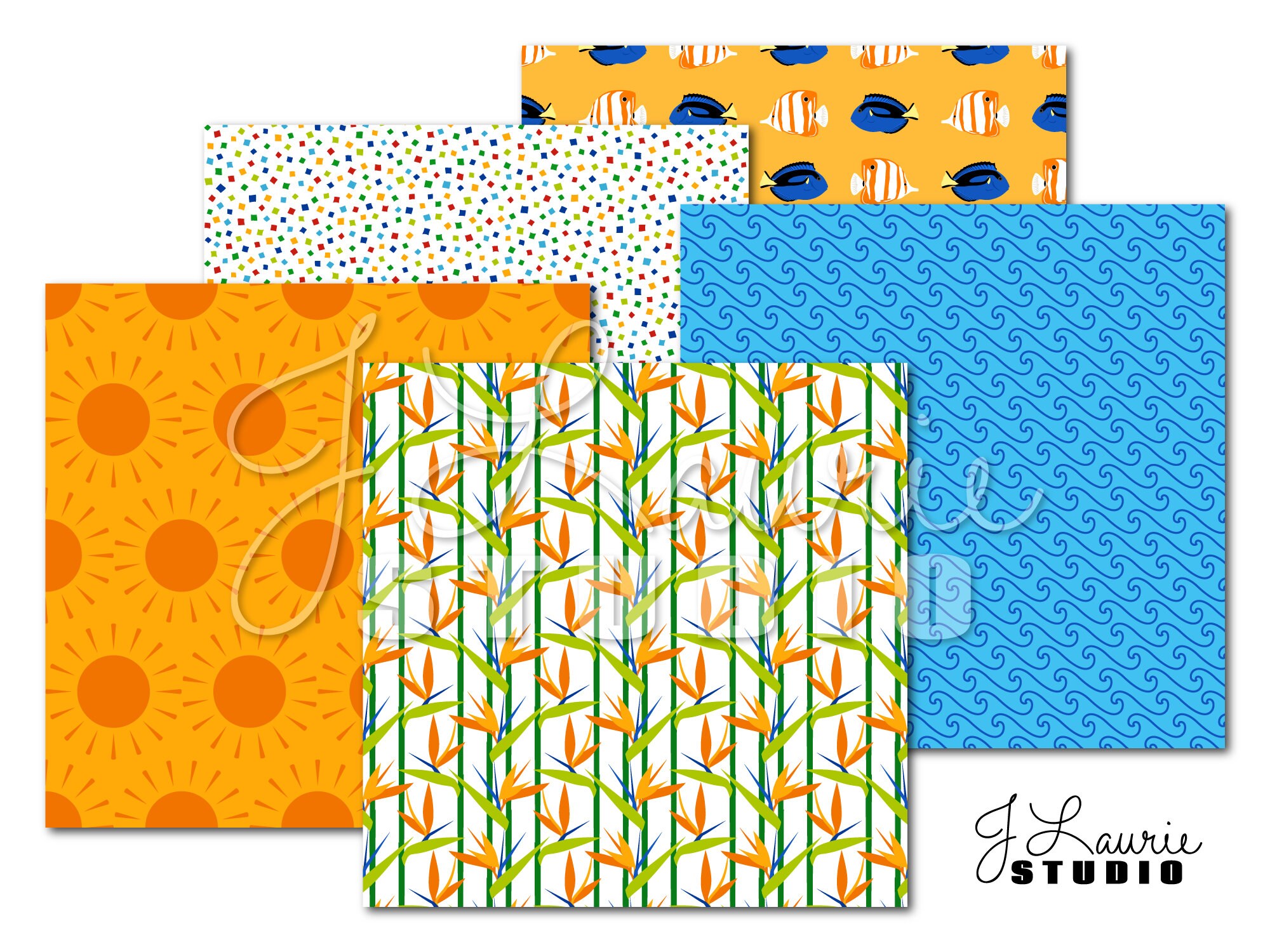 Tropical Isle-digital Scrapbook Papers-commercial | Etsy