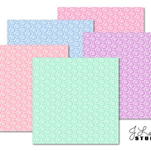 Pastel Swirls-digital Scrapbook Papers-commercial Use-spirals-baby ...