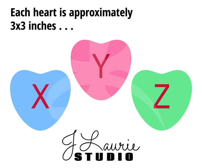 Digital Clipart Heart Letters-valentine Convo Hearts-conversation ...