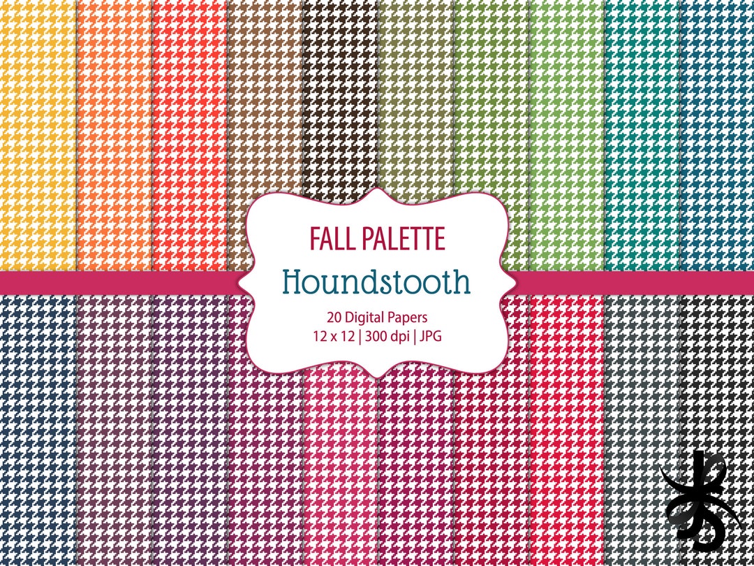 Houndstooth-fall Colors-digital Scrapbook Papers-commercial Use ...