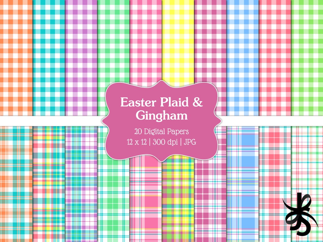 Easter Gingham and Plaid-digital Scrapbook Papers-commercial Use-preppy ...