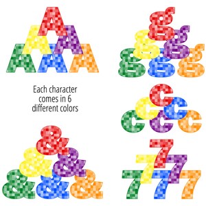 Digital Alphabet Letters Clipart Set-rainbow Pixels-pixel Letters ...