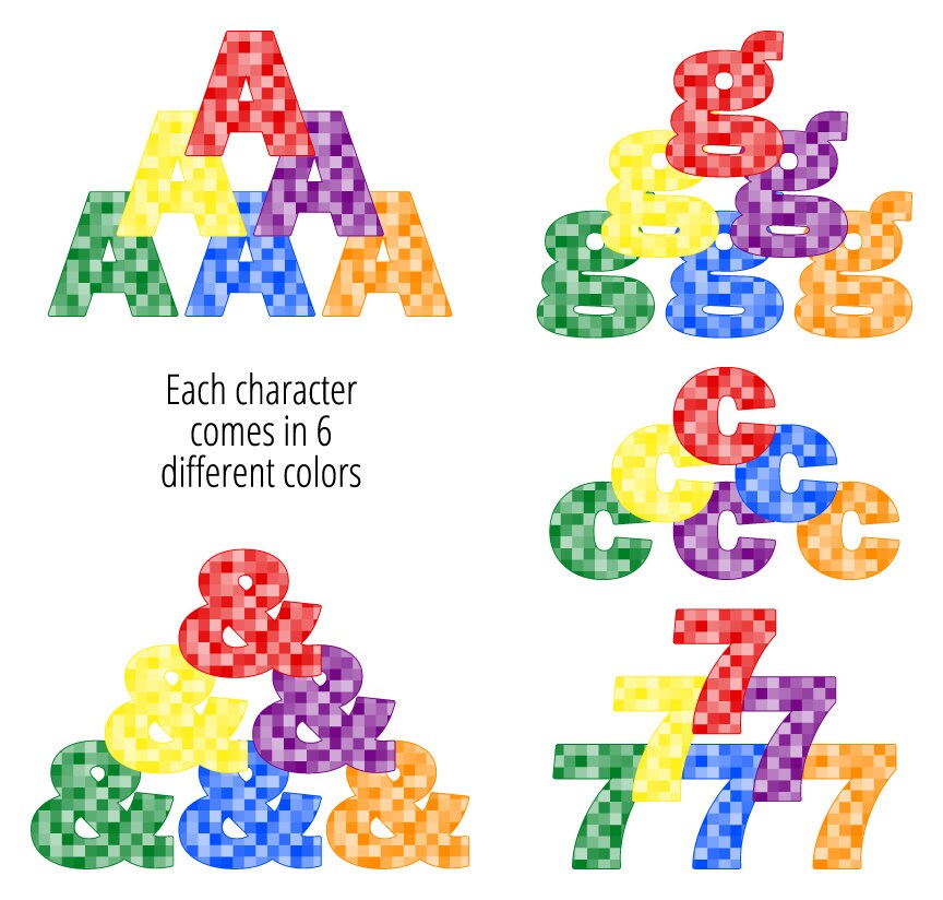 Digital Alphabet Letters Clipart Set-rainbow Pixels-pixel | Etsy