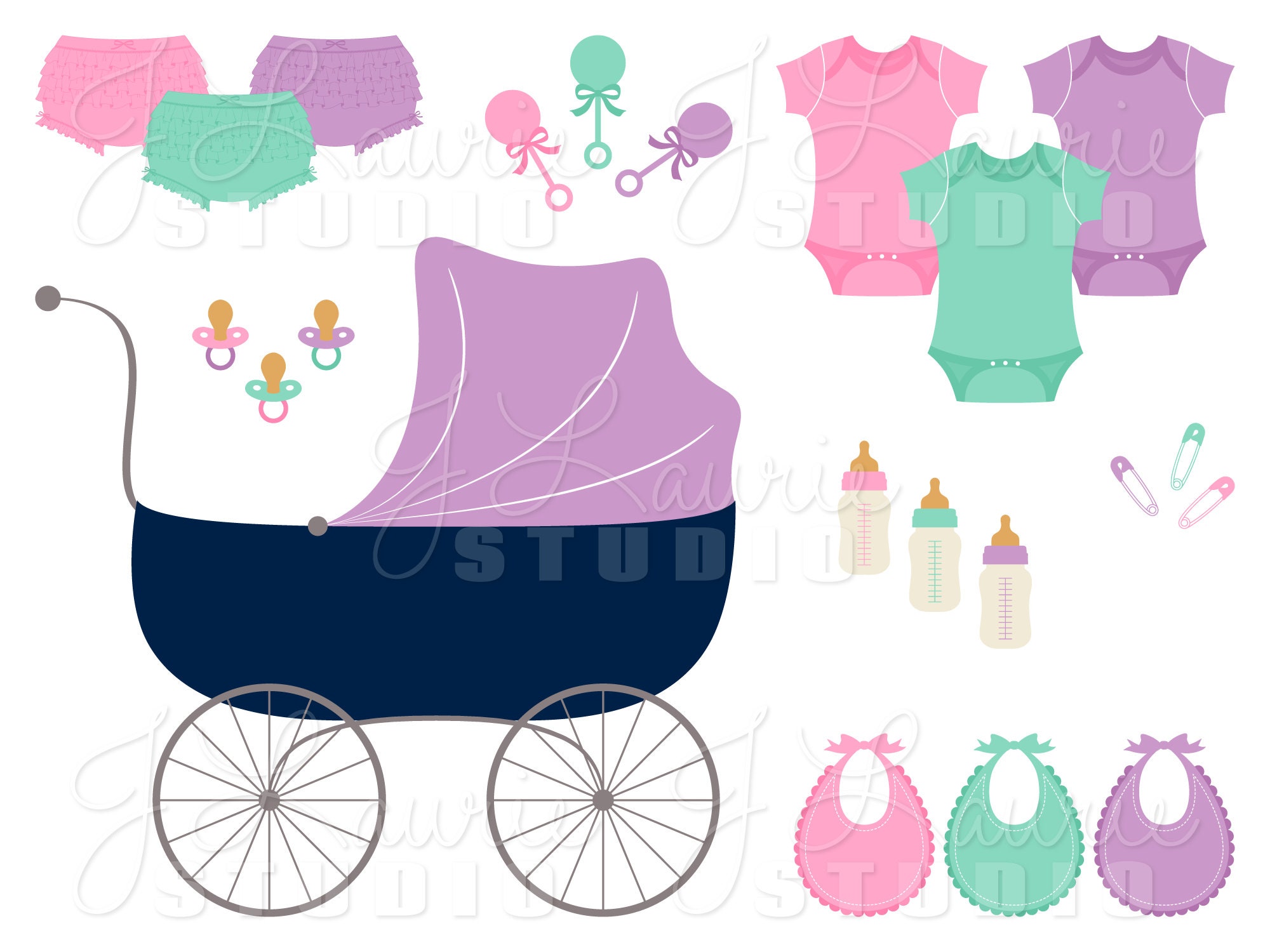 Baby Girl-digital Clipart-commercial Use-scrapbook - Etsy