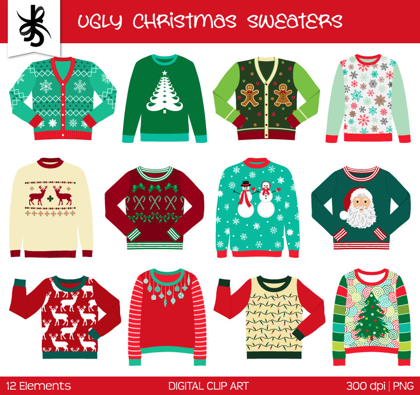 Ugly Christmas Sweater Clipart-commercial Use-digital Clip Art - Etsy