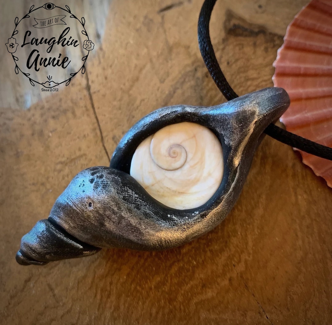 Operculum Shell Dark Unicorn Horn Pendant - Etsy