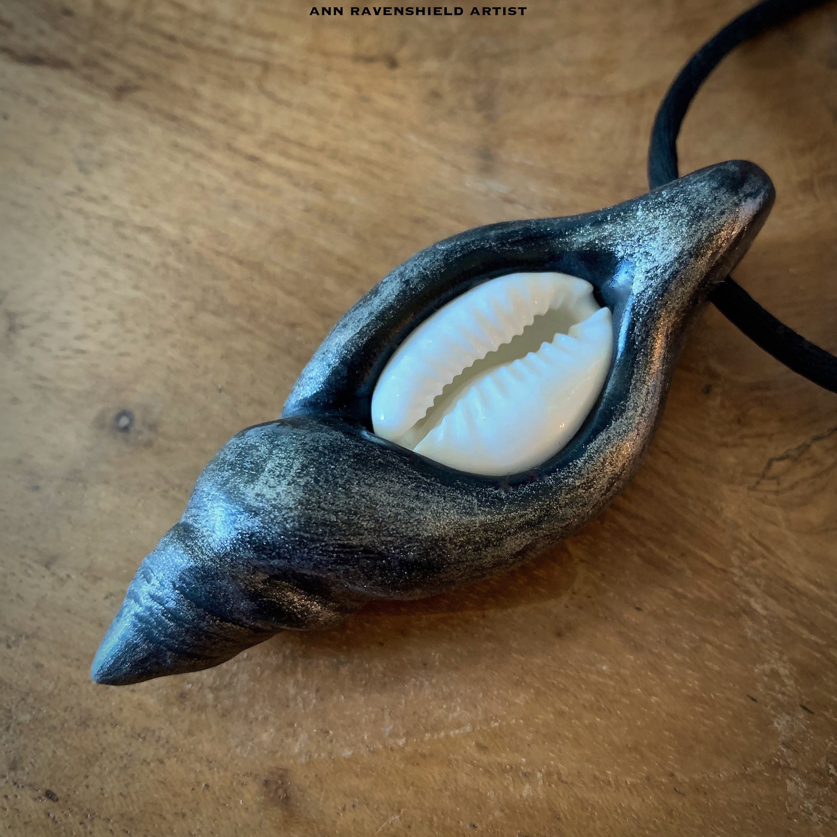 Cowrie Shell Dark Unicorn Horn Pendant Made in Melbourne - Etsy