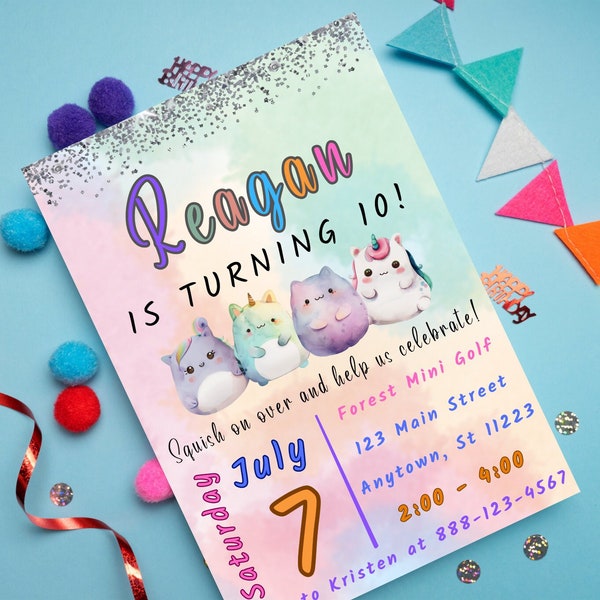 Squishy Party Invitation - Etsy