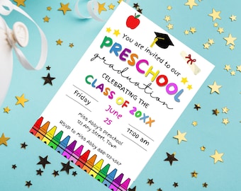 Kindergarten Graduation Ceremony Editable Invitation, Instant Download ...