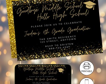 Goodbye Middle School | 8th Grade Graduation Editable Invite - Etsy