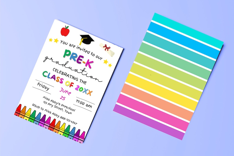 Pre-k Graduation Invitation Preschool Ceremony Pre-school Party School ...