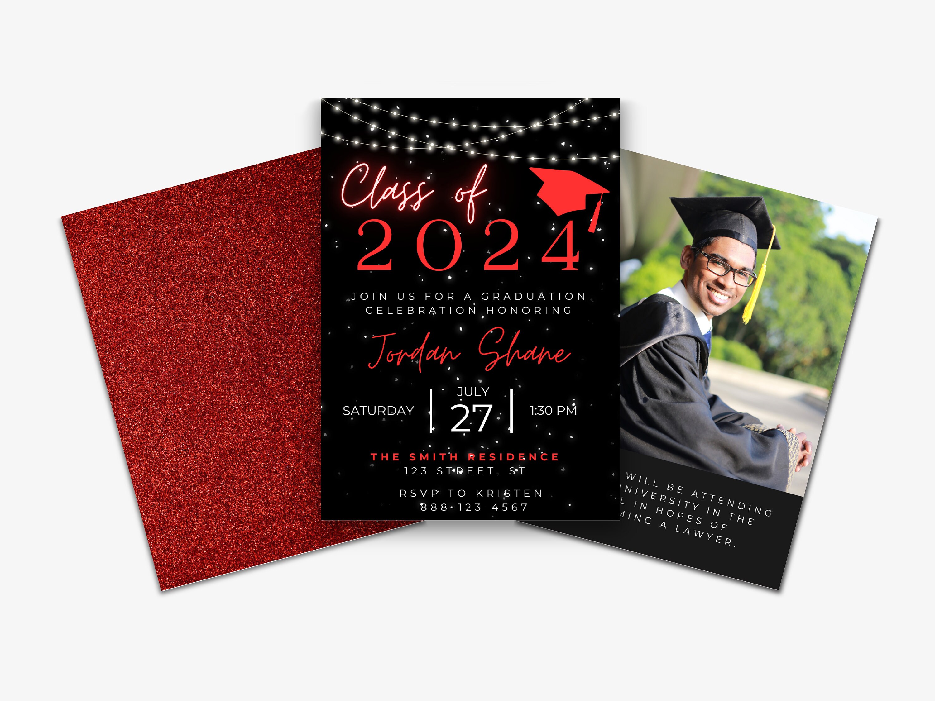 Black & Red Graduation Invite | Grad Announcement | Grad Party ...