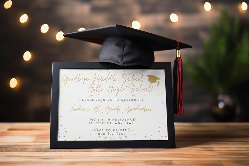 Middle School Graduation Invitation | Goodbye Middle School | Editable ...