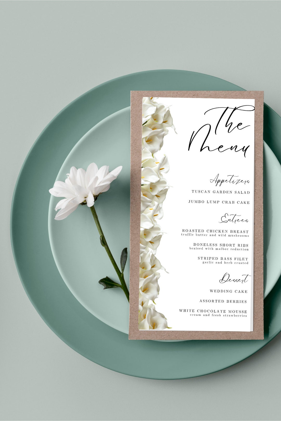 Calla Lily Menu Template, Calla Lilly Bridal Shower Menu, Calla Lily ...