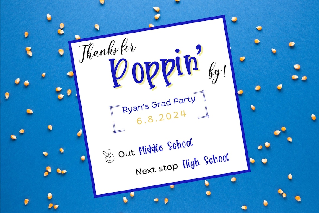 Thanks for Poppin' by Popcorn Bag Party Favor Label Template, Baby ...