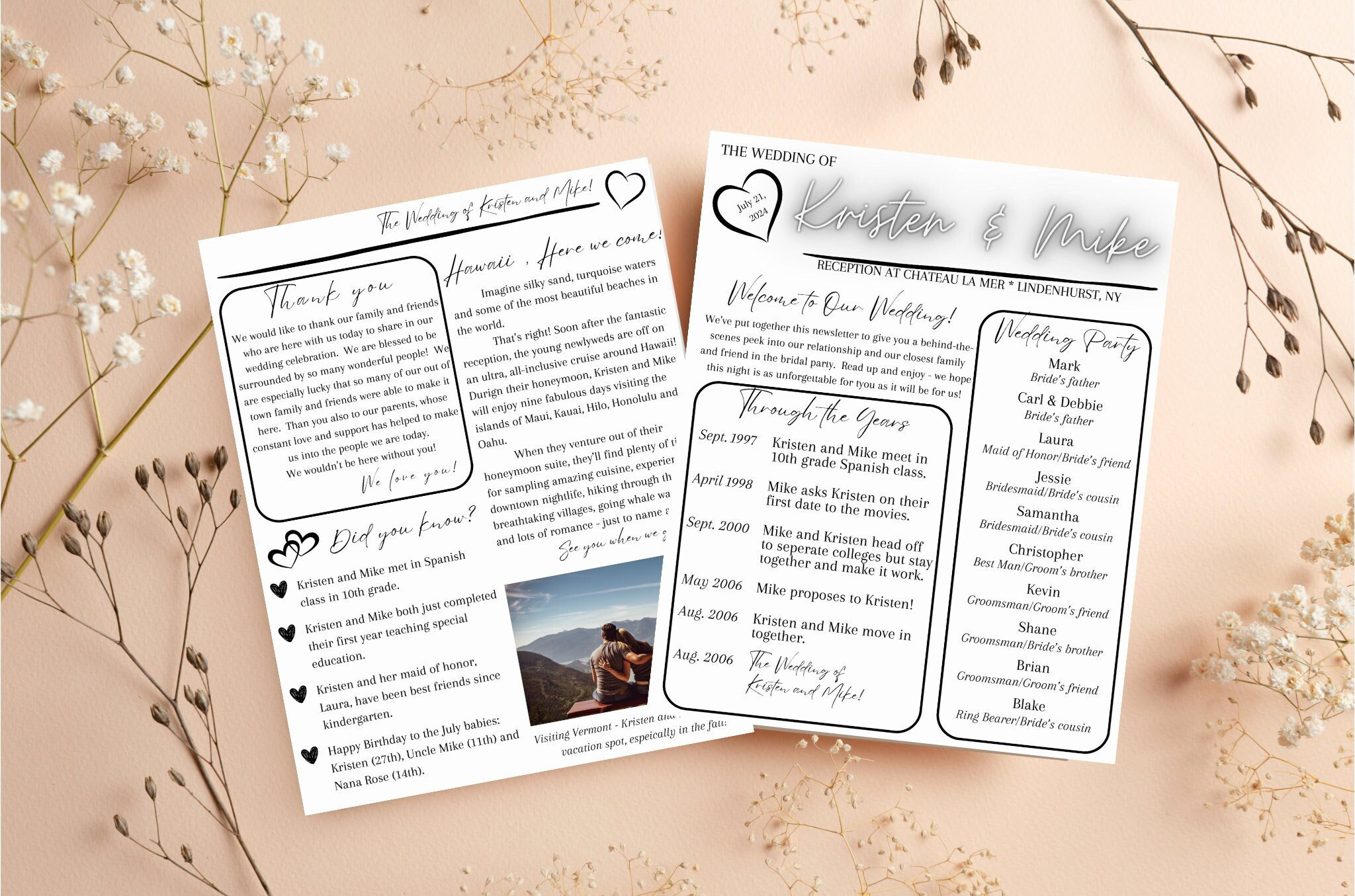 Wedding Newsletter Template, Editable Marriage Newspaper, Printable ...