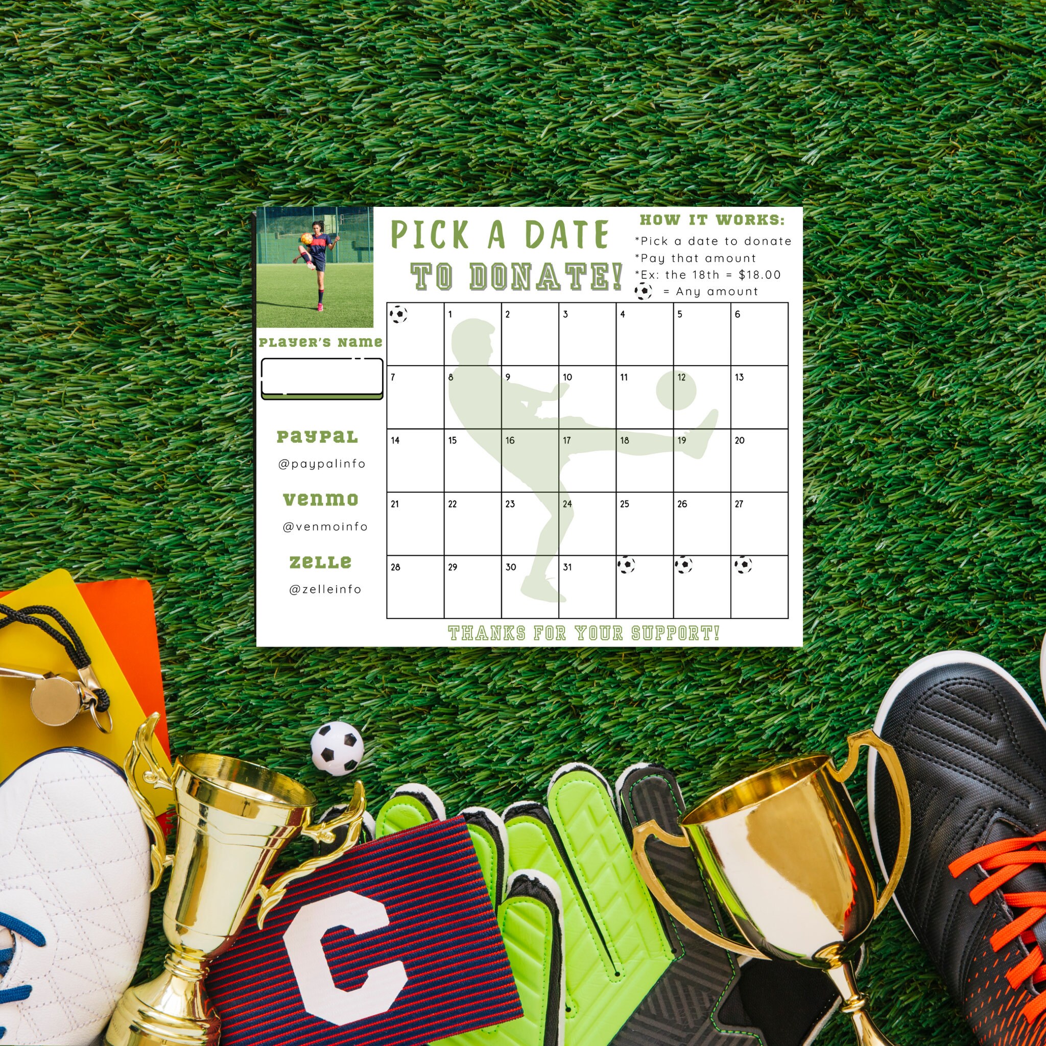 Sport Fundraiser, Printable Team Flyer, Editable Soccer Calendar ...